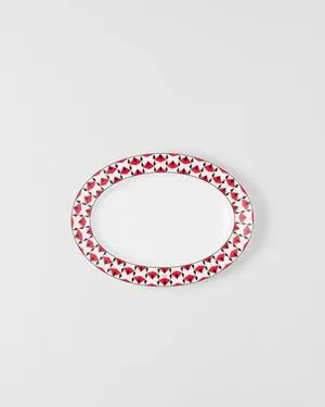 Prada Medium Porcelain Serving Plate Black/red