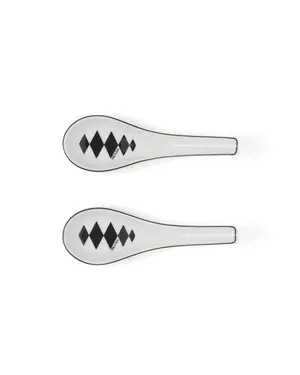 Prada Set Of Two Porcelain Spoons Checkerboard - White