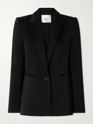Galvan Sculpted Satin Blazer - Black