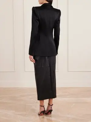 Galvan Sculpted Satin Blazer - Black