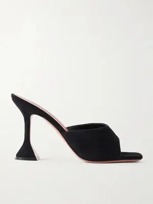 Amina Muaddi Lupita Suede Mules - Black