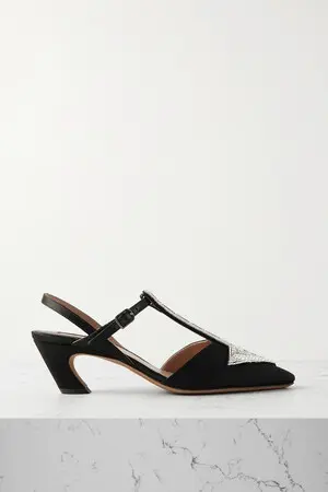 Chloé Oli Crystal-embellished Satin Point-toe Pumps