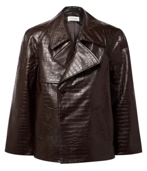 THE FRANKIE SHOP - Oversized Croc-Effect Faux Leather Coat