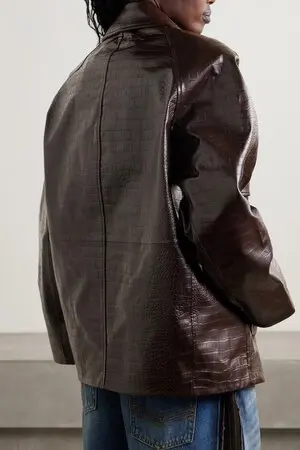THE FRANKIE SHOP - Oversized Croc-Effect Faux Leather Coat