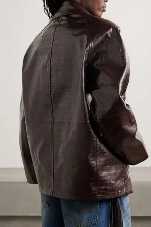 THE FRANKIE SHOP - Oversized Croc-Effect Faux Leather Coat