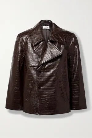 THE FRANKIE SHOP - Oversized Croc-Effect Faux Leather Coat