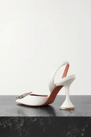 Amina Muaddi Begum Swarovski Crystal-embellished Leather Slingback Pumps