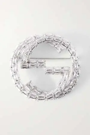 Gucci Interlocking G -tone Crystal Brooch