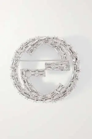 Gucci Interlocking G -tone Crystal Brooch