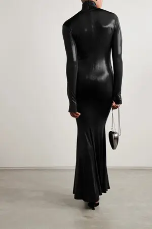 Norma Kamali Metallic Stretch-jersey Turtleneck Gown - Black