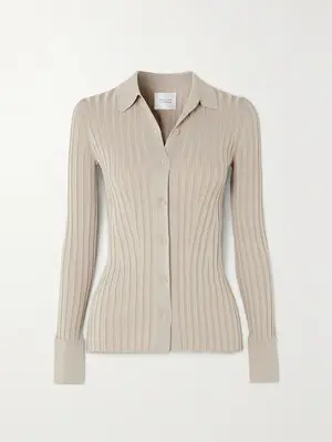Galvan Rhea Metallic Ribbed-knit Shirt