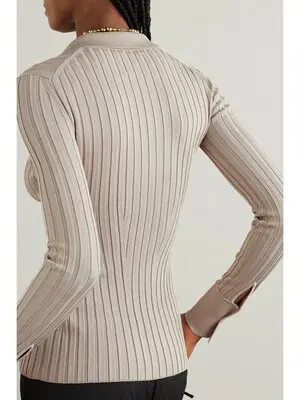 Galvan Rhea Metallic Ribbed-knit Shirt