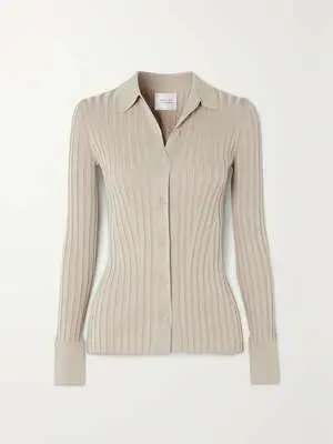 Galvan Rhea Metallic Ribbed-knit Shirt