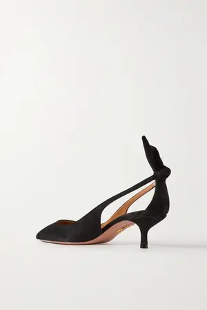 AQUAZZURA Bow Tie 50 Suede Pumps - Black