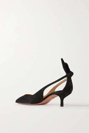 AQUAZZURA Bow Tie 50 Suede Pumps - Black