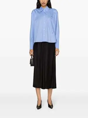 Victoria Beckham Logo-embroidered Cotton Shirt - Blue