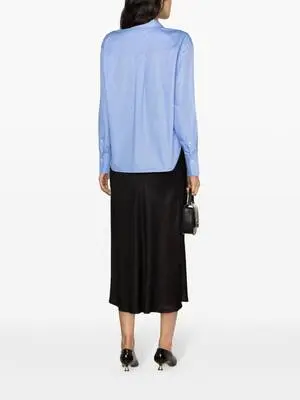 Victoria Beckham Logo-embroidered Cotton Shirt - Blue