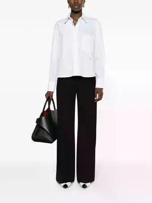 Victoria Beckham Logo-embroidered Poplin Shirt - White