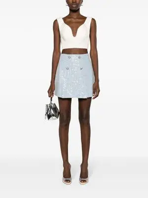 SELF-PORTRAIT High-waist Sequined Bouclé Miniskirt