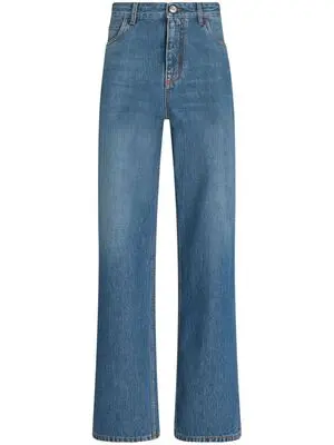 Etro Pegaso Embroidered Wide-leg Jeans - Blue