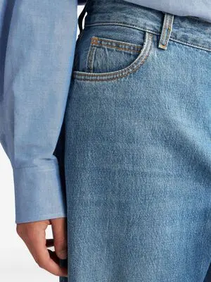 Etro Pegaso Embroidered Wide-leg Jeans - Blue
