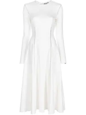 NISSA Rhinestone Embellished Viscose Dress - White