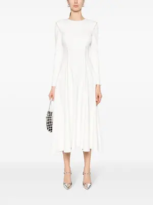 NISSA Rhinestone Embellished Viscose Dress - White