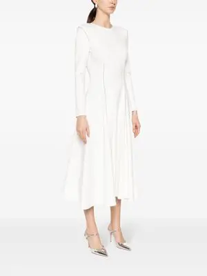 NISSA Rhinestone Embellished Viscose Dress - White