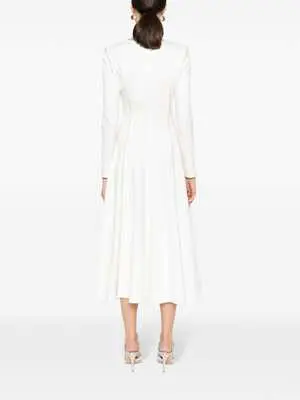 NISSA Rhinestone Embellished Viscose Dress - White