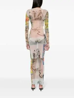ACT Nº1 Graphic-print Semi-sheer Dress