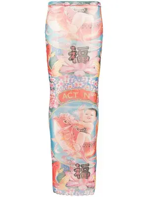 ACT Nº1 Graphic-print Semi-sheer Maxi Skirt