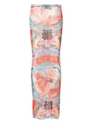 ACT Nº1 Graphic-print Semi-sheer Maxi Skirt