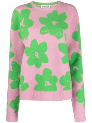 JIL SANDER Floral-intarsia Wool Blend Jumper