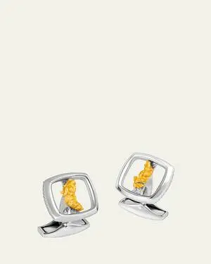 Tateossian Limited Edition Gold Nugget Cufflinks In Silver - Yellow