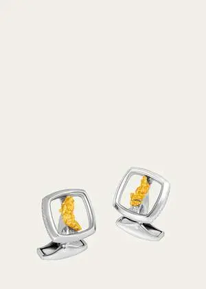 Tateossian Limited Edition Gold Nugget Cufflinks In Silver