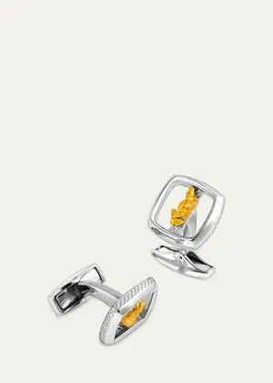Tateossian Limited Edition Gold Nugget Cufflinks In Silver
