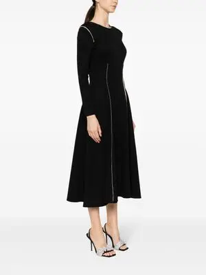 NISSA Rhinestone Embellished Long Sleeve Midi Dress - Black