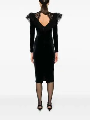 NISSA Lace-detailing Long-sleeve Dress