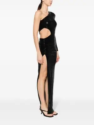NISSA Metallic-finish One-shoulder Dress