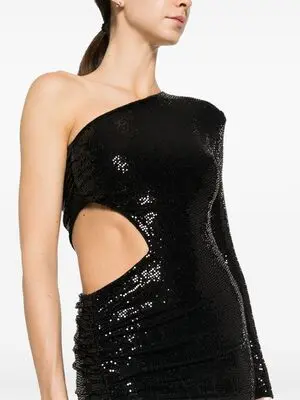 NISSA Metallic-finish One-shoulder Dress