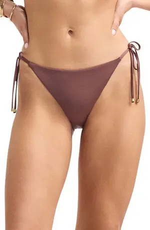 Vitamin A® Elle Side Tie Bikini Bottoms - Mocha Brown