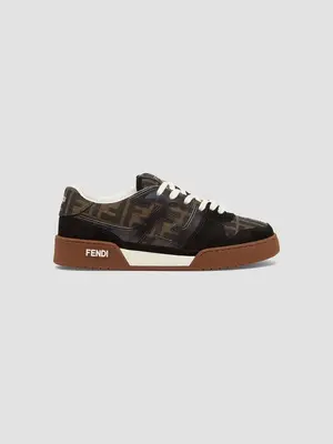 Fendi Match Suede & Jacquard Low-top Sneakers - Tabacco