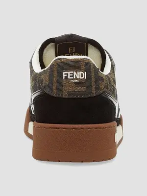 Fendi Match Suede & Jacquard Low-top Sneakers - Tabacco