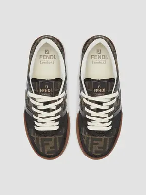 Fendi Match Suede & Jacquard Low-top Sneakers - Tabacco