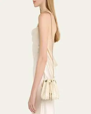 JIMMY CHOO Bon Bon Pearly Bucket Bag - Ivory