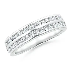 Angara Channel-set Diamond Double Row Wedding Ring 1.5mm White Gold/g