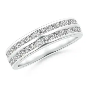 Angara Channel-set Diamond Double Row Wedding Ring 1.5mm White Gold/i-j