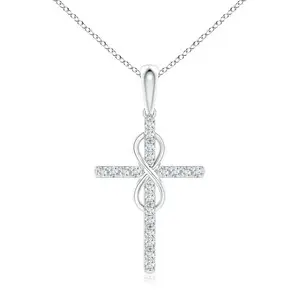 Angara Diamond Cross And Infinity Pendant 1mm Platinum/g