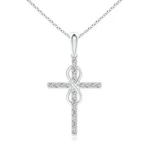Angara Diamond Cross And Infinity Pendant 1mm Platinum/i-j