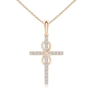 Angara Diamond Cross And Infinity Pendant 1mm Rose Gold/h